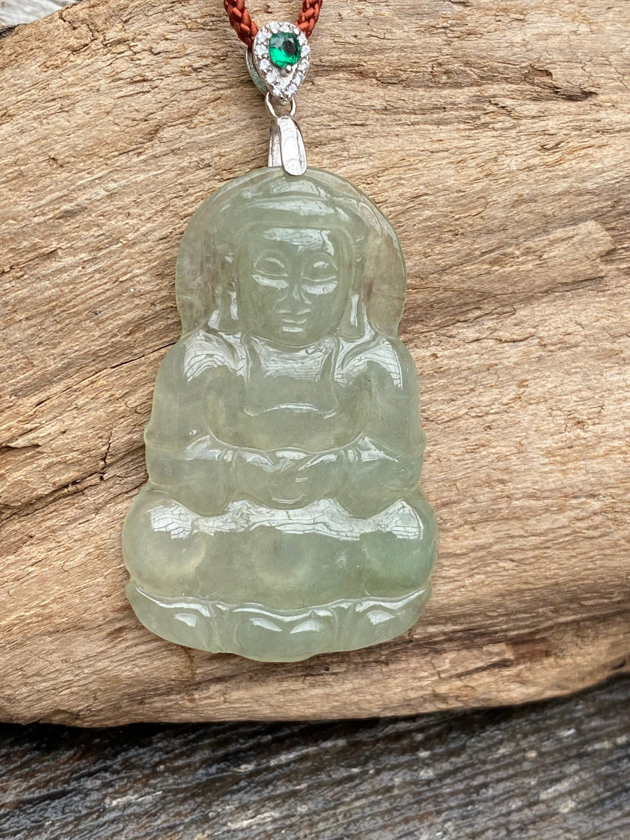 Certified A-Grade Jadeite Guan Yin, ICY Green Jadeite Pendant, Jadeite ...